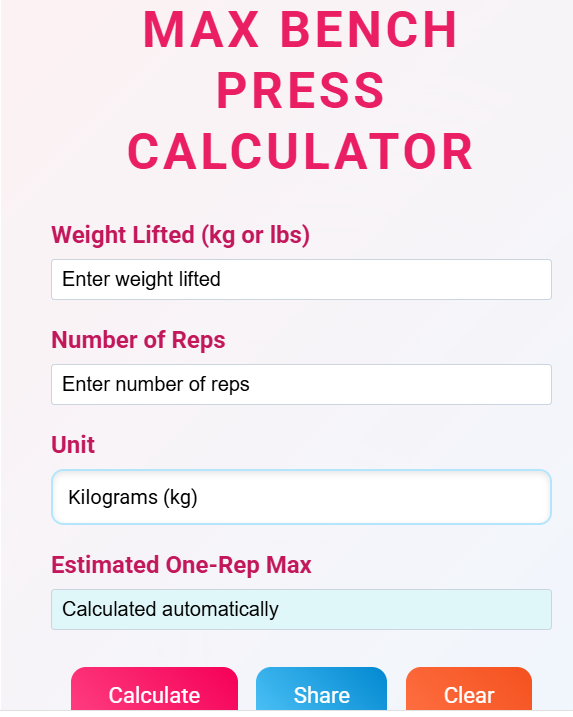 Max Bench Press Calculator